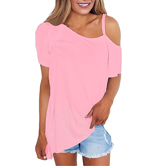 Boutique | Tops | Hot Pink Off Shoulder Asymmetrical Hem Top | Poshmark